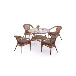 Kuffe Gartenlounge-Set Hasir > Gartenmöbel Polyrattan 4-tlg (4x Sessel