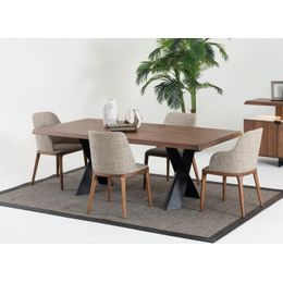 JVmoebel Essgruppe Holz Esszimmer Design Möbel Modern Stuhlgruppe Tisch 4x Stühle Set