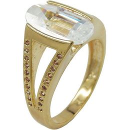 Gallay Fingerring 14x8mm Zirkonia weiß 3 Mikron vergoldet Ringgröße 58 (1-tlg)