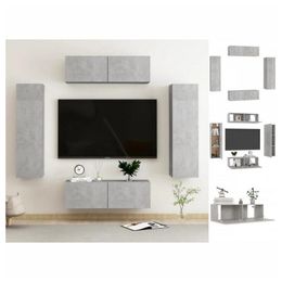 vidaXL Kleiderschrank 4-tlg TV-Schrank-Set Betongrau Spanplatte