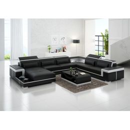 JVmoebel Ecksofa Ledersofa Ecksofa Couch Eckgarnitur Polster Sitzecke + Tisch +USB