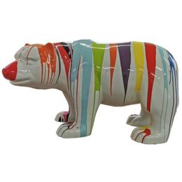 Casa Padrino Skulptur Casa Padrino Luxus Designer Dekofigur Bär Weiß / Bunt 100 x H. 60 cm