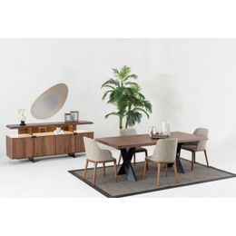 JVmoebel Esszimmer-Set Esszimmer Tisch 4x Stühle Anrichte Spiegel Essgruppe Design