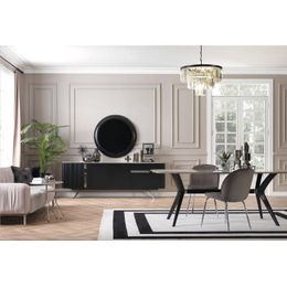 JVmoebel Esszimmer-Set Luxus Esszimmer Möbel Loft Design Essgruppe Tisch Kommode 4x Stühle