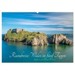Calvendo Wandkalender Rundreise: Wales in fünf Tagen (Wandkalender 2024 DIN A2 quer)