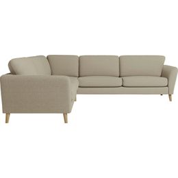 Home Affaire Ecksofa MARSEILLE 278/278 cm, L-Form, gleichschenklig, aus Eiche-Massivholz Beinen, verschiedene Bezüge, braun