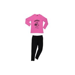 United Labels® Schlafanzug Disney Minnie Mouse Schlafanzug für Damen Langarm Pink/Schwarz