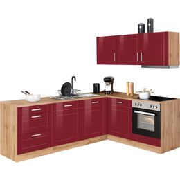 HELD MÖBEL HELD MÖBEL Winkelküche »Tinnum«, mit E-Geräten, Stellbreite 240/180 cm rot rot Hochglanz