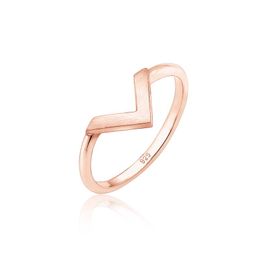 Elli Damen Fingerring &raquo;V-Form Matt Basic 925 Silber&laquo; rosa