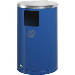Var Außen-Abfallsammler aus Stahlblech, Volumen 30 l, HxØ 620 x 300 mm, enzianblau