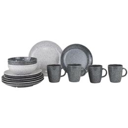 Gimex Geschirrset Solid Line 16-teilig, granitgrau