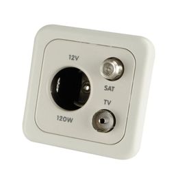Inprojal System 10.000 Kombi-Steckdose 12 V / TV / SAT, hellgrau
