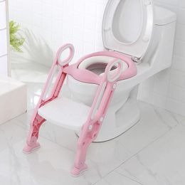 WYCTIN Kinder Toilettensitz Töpfchentrainer Kinder-Töpfchen Toilettensitz mit Leiter und Griffe Töpfchen Sitz für Toiletten (Rosa)