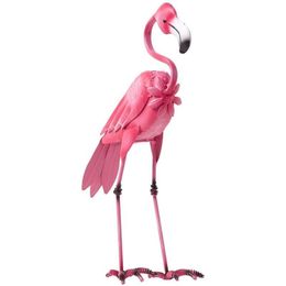 Homescapes - Gartenfigur Deko Flamingo mit Hakenhals, 35 cm hoch - Rosa