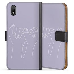 DeinDesign Handyhülle Pinky Promise Line Art, Huawei Y5 (2019) Hülle Handy Flip Case Wallet Cover Handytasche Leder