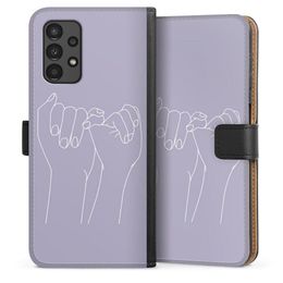 DeinDesign Handyhülle Pinky Promise Line Art, Samsung Galaxy A13 4G Hülle Handy Flip Case Wallet Cover