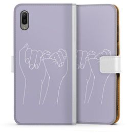 DeinDesign Handyhülle Pinky Promise Line Art, Huawei Y6 (2019) Hülle Handy Flip Case Wallet Cover Handytasche Leder