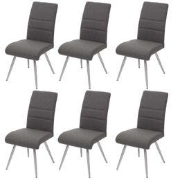 MCW Esszimmerstuhl -G55-3 (Stühle ohne Armlehne, 6 St), 6er-Set, Inklusive Fußbodenschoner, dekorative glänzende Ziernaht, braun|grau