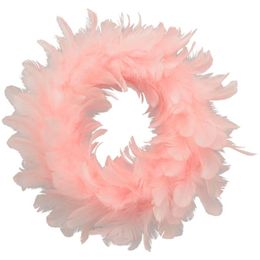 Exner GmbH Garten- & Wohnaccessoires Dekokranz Federkranz Hänger Rosa Hell Deko Ostern 20 cm, Hellrosa