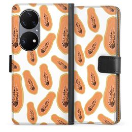 DeinDesign Handyhülle Papaya, Huawei P50 Pro Hülle Handy Flip Case Wallet Cover Handytasche Leder