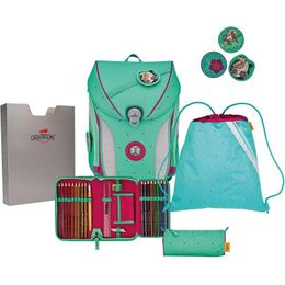 DerDieDas® Schulranzen ErgoFlex MAX - Peppermint Pony (Set, 5-tlg), mit 3 Buttons; enthält recyceltes Material, grün