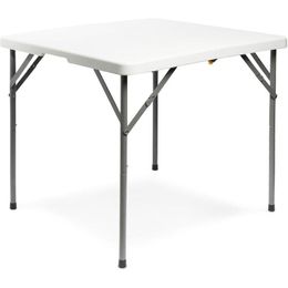 Todeco Klapptisch quadratisch 86x86x74cm, Campingtisch Beistelltisch mit Tragegriff, Gartentisch leicht, für Camping bbq Party Buffet Hochzeit, weiß - Weiß