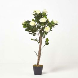 Homescapes - Kunstbaum Weiß 'Rosenbaum', 90 cm - Weiß