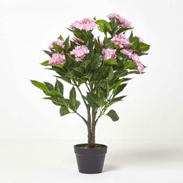 Homescapes - Kunstpflanze Pink 'Hortensie' im Topf, 85 cm - Rosa