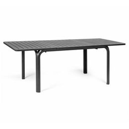 Ausziehbarer Tisch ' Nardi Alloro', Platte aus Durel-Top für den Einsatz im Freien, im Garten und auf der Veranda -140210 x 100 cm / Anthrazitgrau