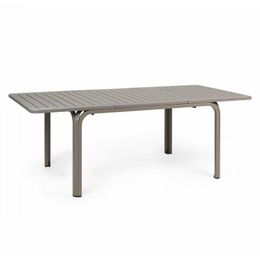 Nardi - Ausziehbarer Tisch ' Alloro', Platte aus Durel-Top für den Einsatz im Freien, im Garten und auf der Veranda -140210 x 100 cm / Taubengrau