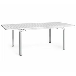 Nardi - Ausziehbarer Tisch ' Alloro', Platte aus Durel-Top für den Einsatz im Freien, im Garten und auf der Veranda -140210 x 100 cm / Weiss