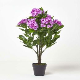 Homescapes - Kunstpflanze Lila 'Hortensie' im Topf, 85 cm - Lila