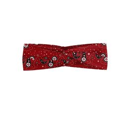 Abakuhaus Stirnband Elastisch und Angenehme alltags accessories rot schwarz Paisley Blumen-Punkte