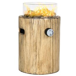 Outsunny Gas-Feuerstelle mit Lavasteine natur (Farbe: naturholz)