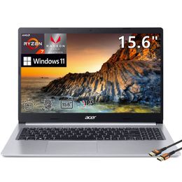 Acer Aspire 5 15,6 Zoll Laptop AMD Ryzen 7 5700U AMD Radeon Grafik Hintergrundbeleuchtung KB Wi-Fi 6 USB Type-C Fingerabdruckleser mit Windows Hello Win11 Home w/HDMI (8GB RAM | 256GB SSD)