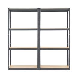 Juskys Lagerregal Easy 2er Set &ndash; Metall Schwerlastregal 160x80x40 cm, 8 B&ouml;den, 640 kg, Grau