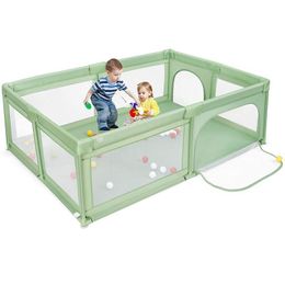 Costway - Baby Laufstall mit 50 Baellen & 2 Türen, Laufgitter mit atmungsaktivem Netz und Reissverschluss, Krabbelgitter, Laufgitterzelt für