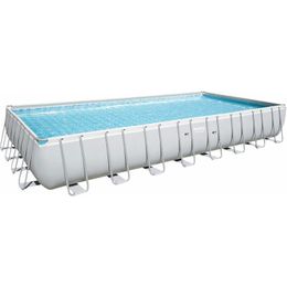 Bestway Power Steel™ Solo Pool ohne Zubehör 956 x 488 x 132 cm, lichtgrau, eckig - Grau