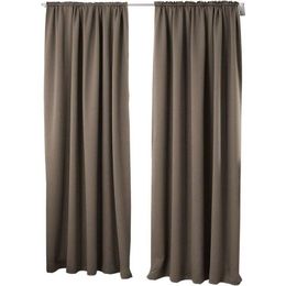 WOLTU - 2er Set Gardine blickdicht 250 g/m² mit Kräuselband Taupe 135x245 cm