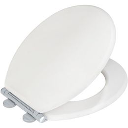 Wenko - WC-Sitz Morra Weiß Matt, Universalform, aus massivem mdf mehrfach lackiert, Weiß, mdf weiß , Kunststoff (abs) silber glänzend - weiß
