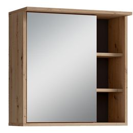 ByLiving Badezimmer Spiegelschrank wellness mit LED-Beleuchtung & Steckdose / Moderner, 1-türiger Spiegel Hängeschrank in Artisan Eiche / Wandschrank mit