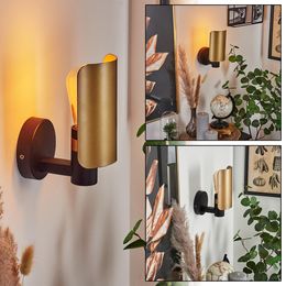 hofstein Labansiek Wandleuchte Messing, Schwarz, 1-flammig