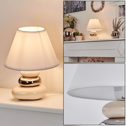 hofstein Chrouy Tischleuchte Beige, Chrom, 1-flammig