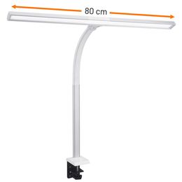 FeinTech 20-W-LED-Schreibtischleuchte / LED-Klemmleuchte LTL00320E, Tischmontage, 80 cm, weiß-silber