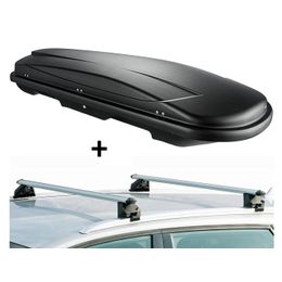 VDP Dachbox, Dachbox VDPJUXT400 400Ltr schwarz abschließbar + Dachträger CRV107A kompatibel mit Citroen C4 Aircross (5 Türer) ab 2012