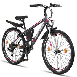Licorne Bike Guide Premium Mountainbike in 20, 24 und 26 Zoll - Fahrrad f&uuml;r M&auml;dchen, Jungen, Herren und Damen - Shimano 21 Gang-Schaltung, Kinderfahrrad, Kinder Zoll:26;Farbe:Anthrazit/Rosa