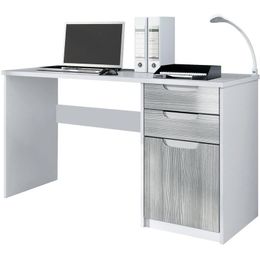 Schreibtisch Computertisch Arbeitstisch Logan Weiß - Hochglanz & Naturdekor - Fronten in Avola-Anthrazit - Fronten in Avola-Anthrazit - Vladon