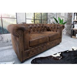 Riess Ambiente Chesterfield 2er Sofa 150cm antik braun mit Knopfheftung und Federkern