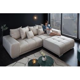 Riess Ambiente Big Sofa ELEGANCIA 285cm champagner beige Samt XXL Couch inkl. Kissen Federkern