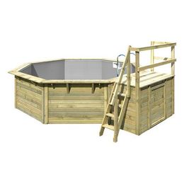 Karibu Gartenpool-Set »Modell 2« inkl. Terrasse - Grau - Edelstahl